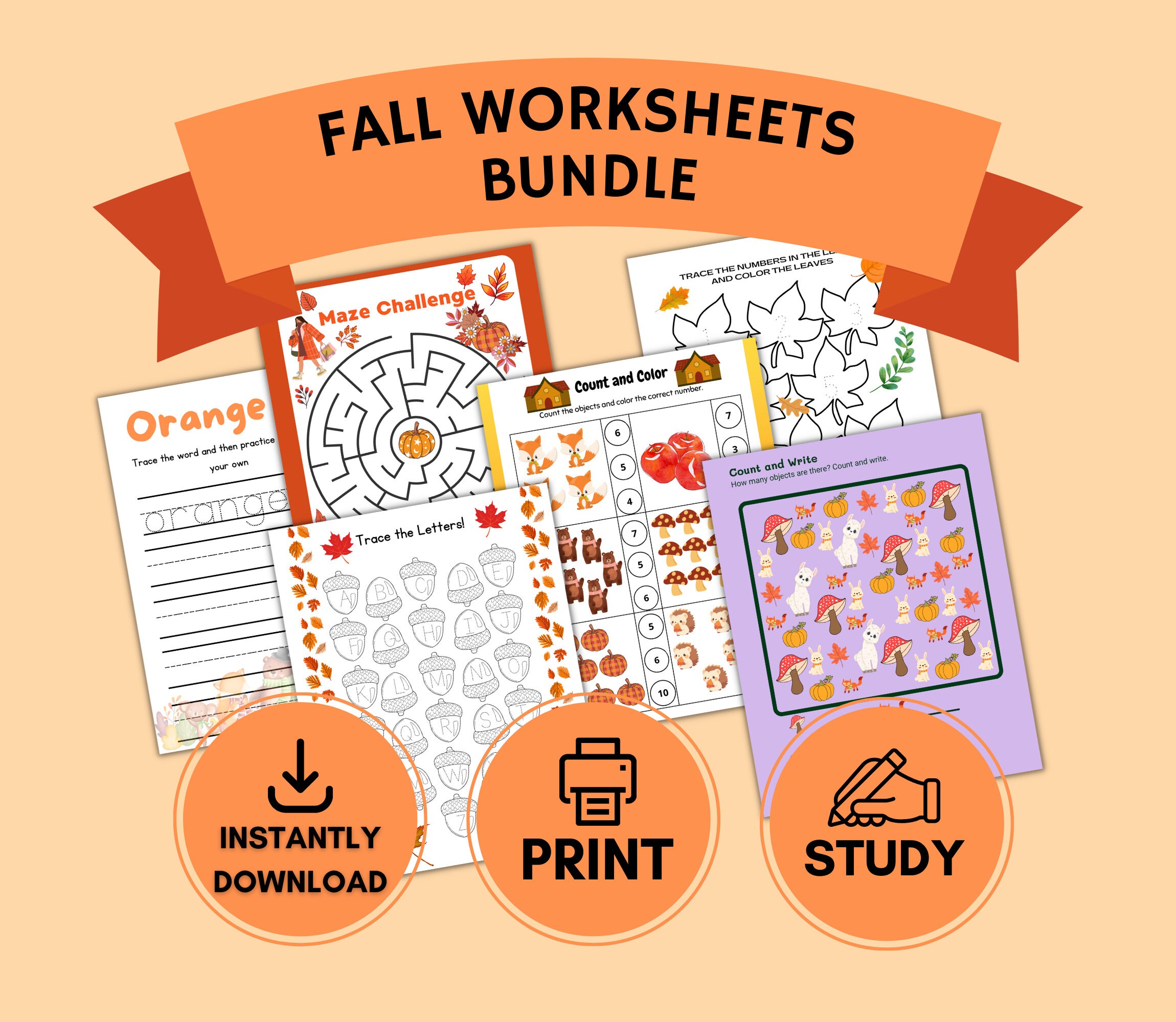 Fall Busy Book Printable Kids Activity Book Toddler Learning Binder ...