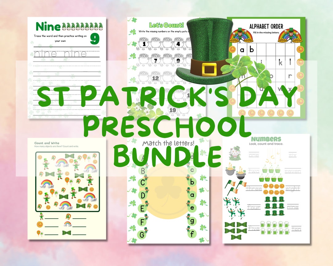 40 St Patrick's Day Worksheet for Preschool Bundle Printable Activity ...