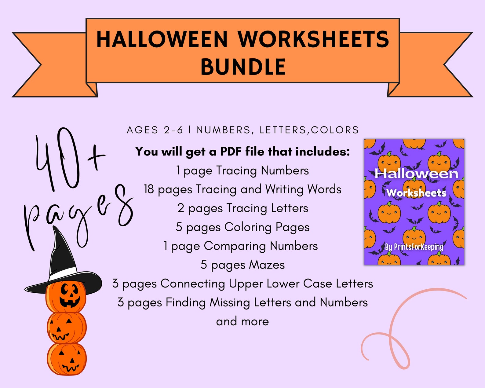 Worksheets For Kids Printable Activity Book Halloween Preschool