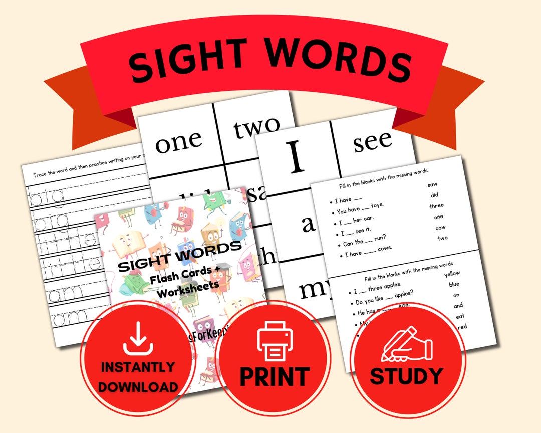 Sight Words Flash Cards Worksheets Printable for Toddler Printable for ...