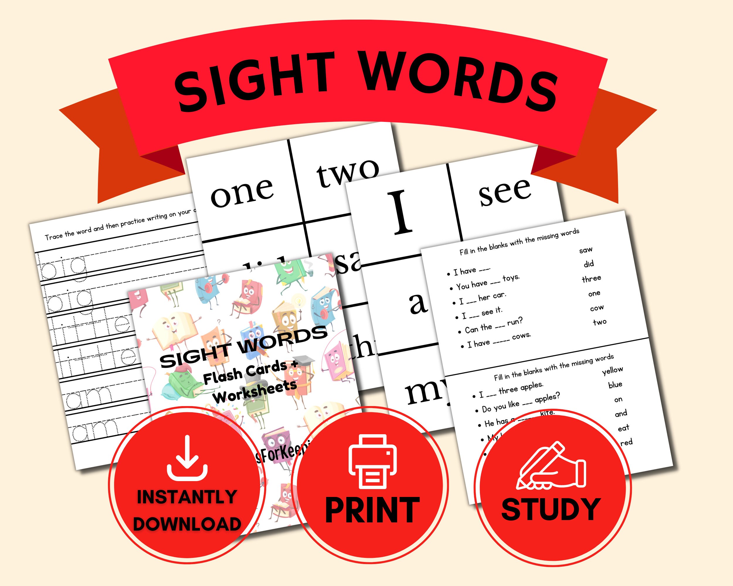 Sight Words Flash Cards Worksheets Printable for Toddler Printable for ...