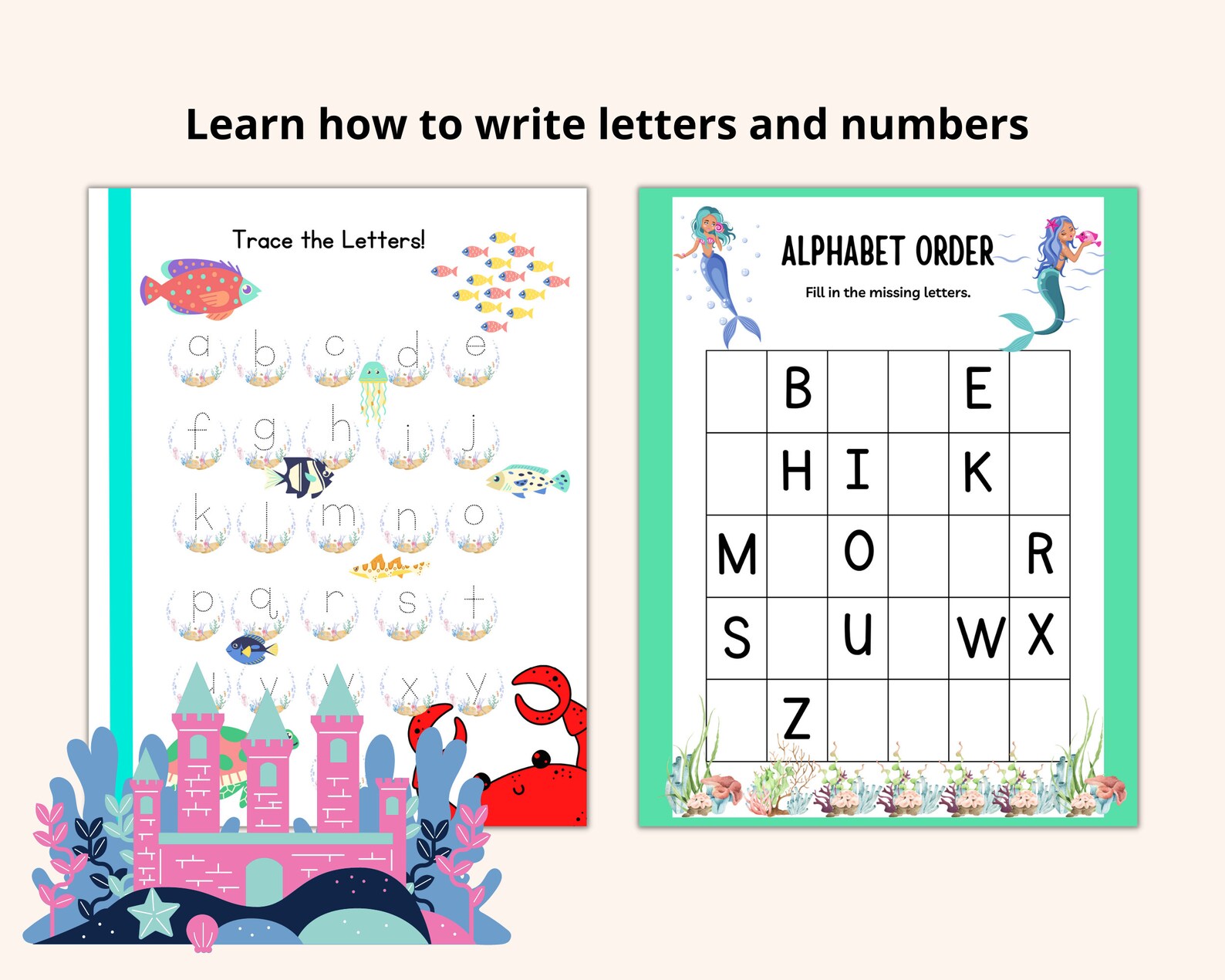 Preschool Printable Worksheets Mermaid Activities for Kids Book ...