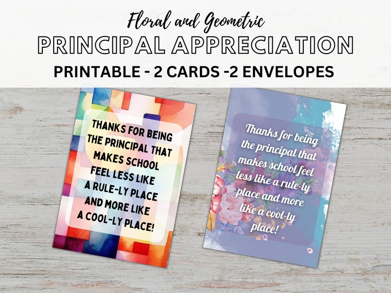 Principal Appreciation Card Envelope Bundle PDF Printable Gift for ...