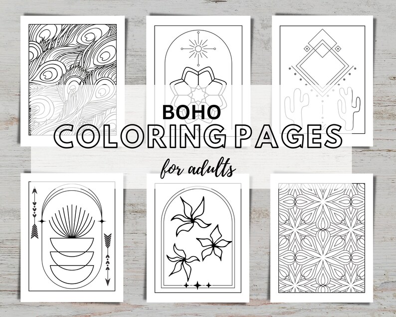 100 Adult Coloring Pages Bohemian Design Printable Book for Teens Boho ...