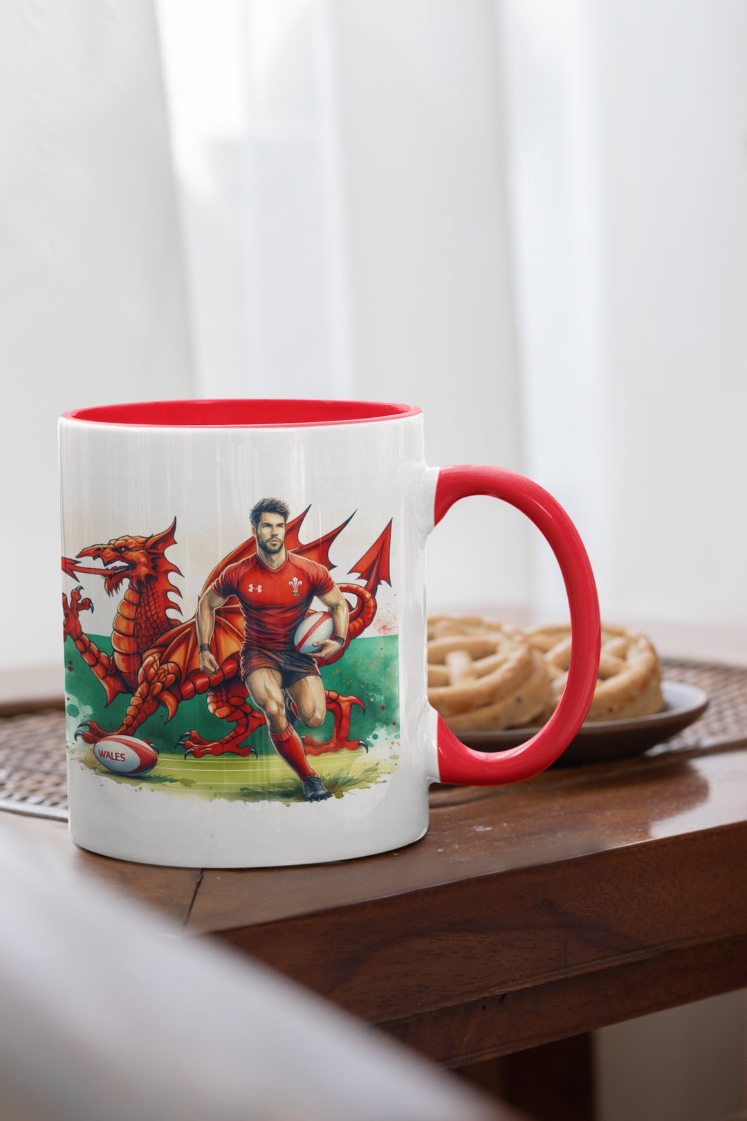 Welsh Rugby Coffee Mug, Wales Dragon Watercolour - Etsy