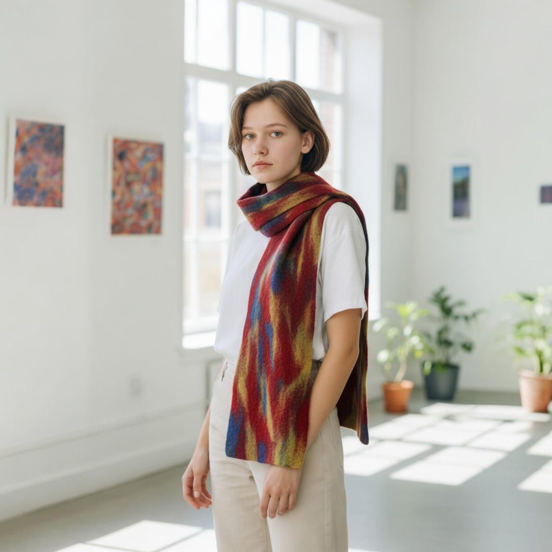 Hand Felted Bright Multi-color Marino Wool & Silk Nepalese Scarf - Etsy