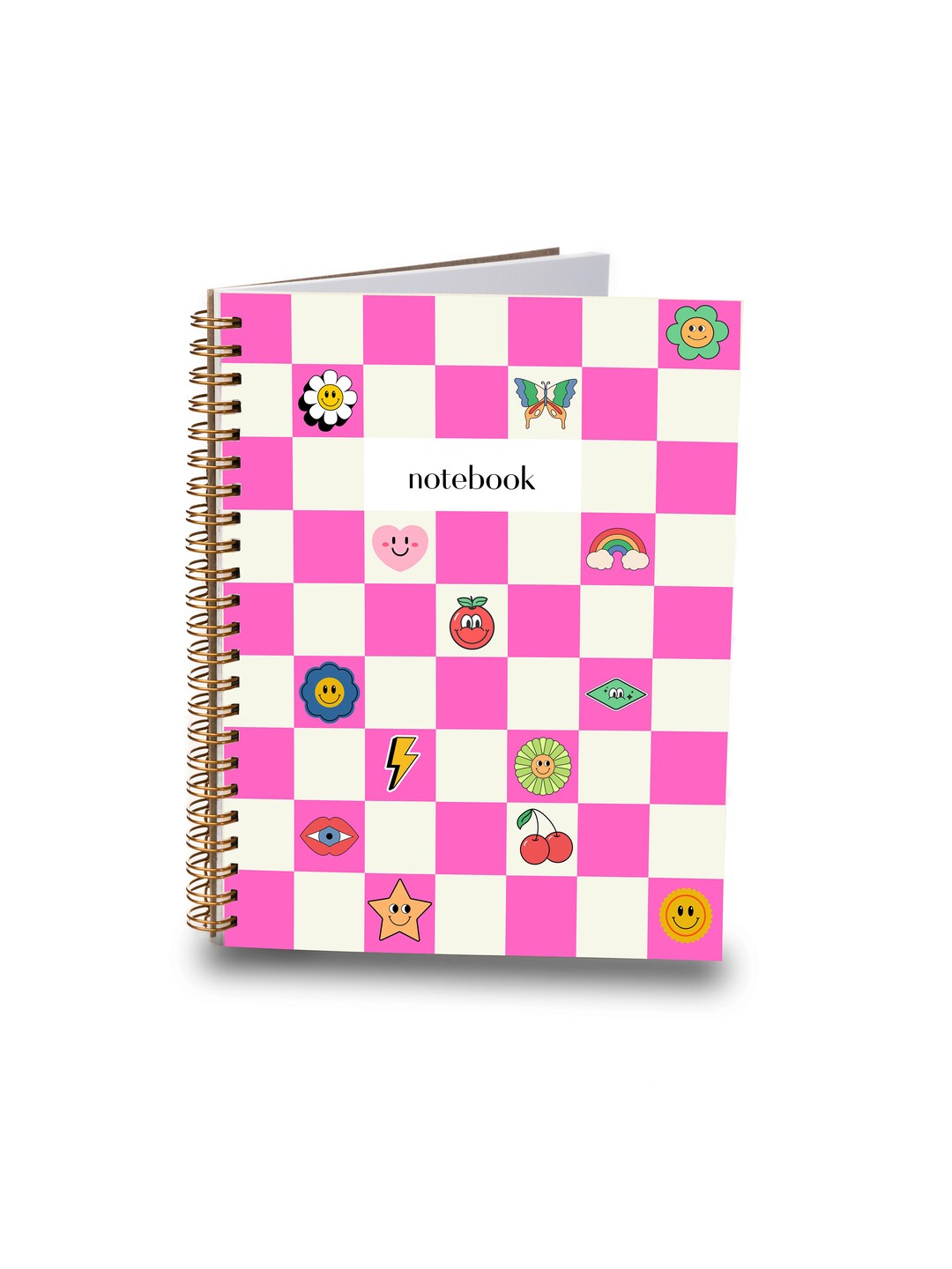 Pink Checkered Notebook 6x8in | Lined or Blank Notebook | 80 Pages ...