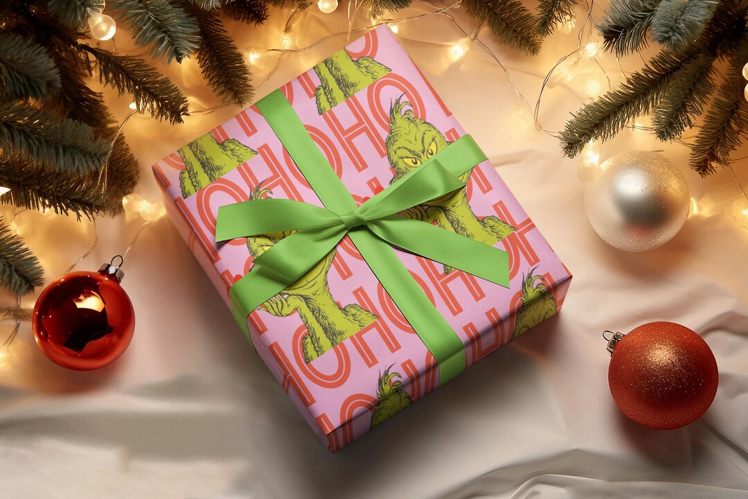Grinch Gift Wrapping Paper Rolls, 1pc - Etsy