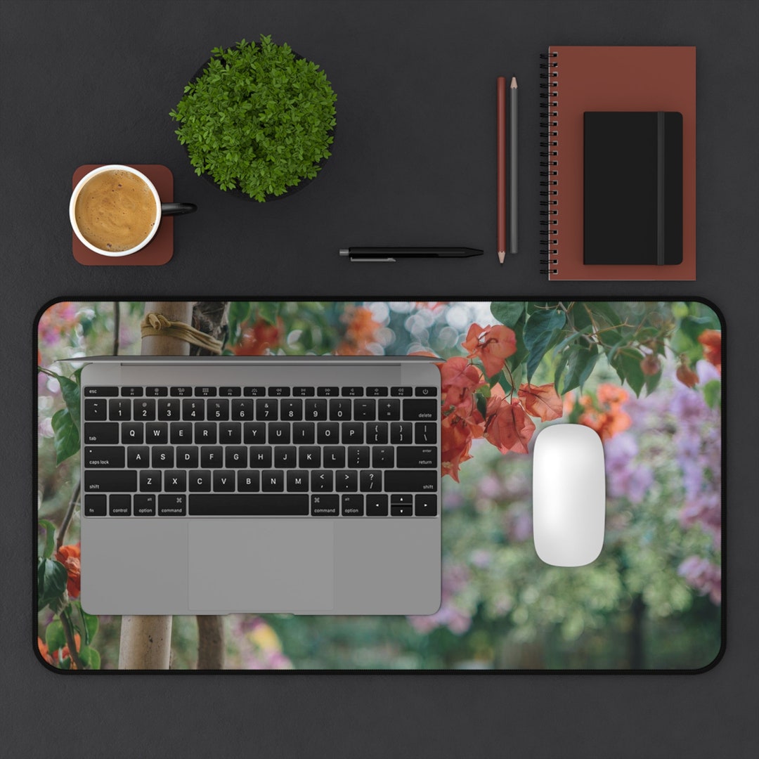 Green Floral Cottagecore Butterflies Nature Desk Mat Cute Aesthetic ...