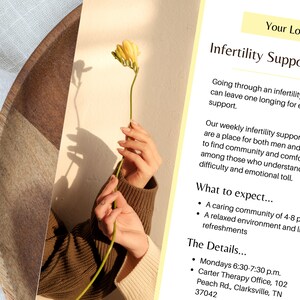 Group Therapy Flyer Canva Template | Infertility Support Group ...