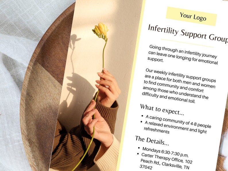 Group Therapy Flyer Canva Template | Infertility Support Group ...