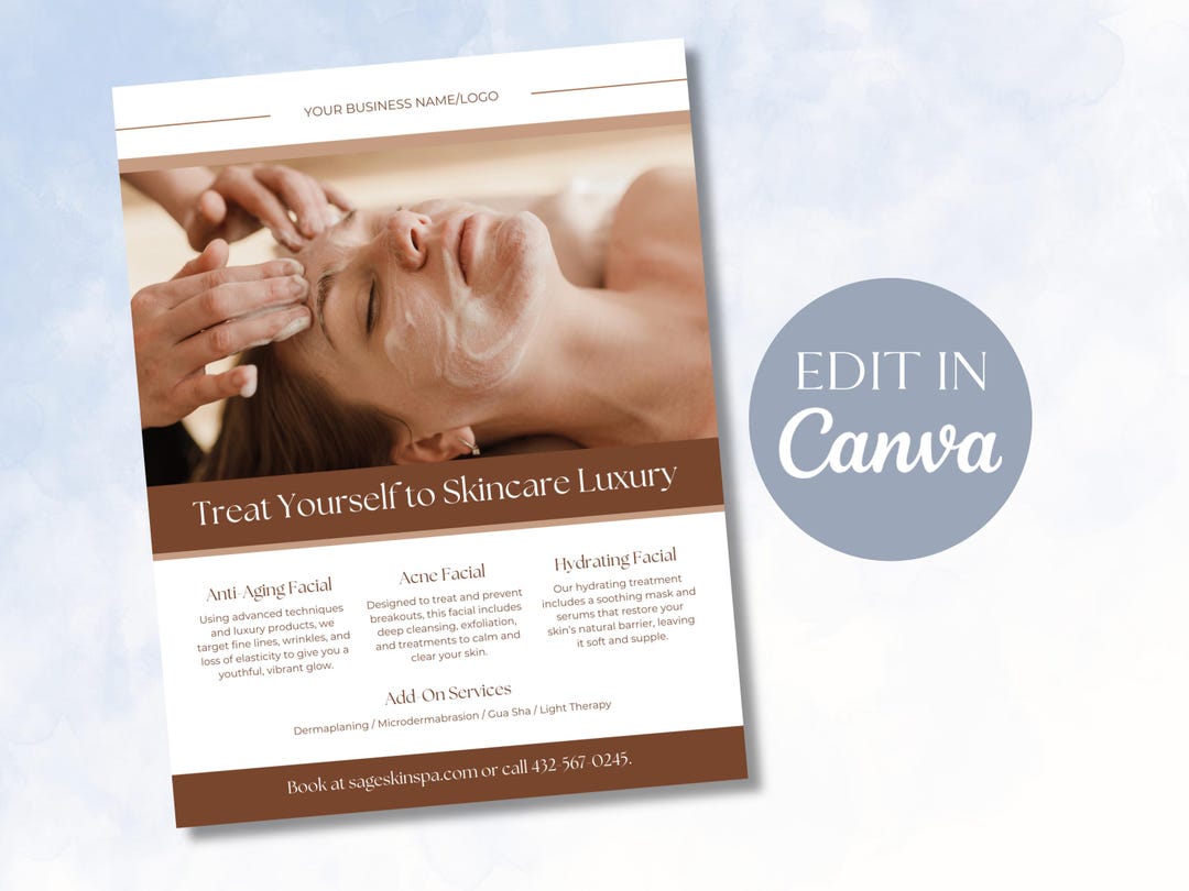 Esthetician Flyer Template | Marketing Flyer Esthetician | Spa Flyer ...