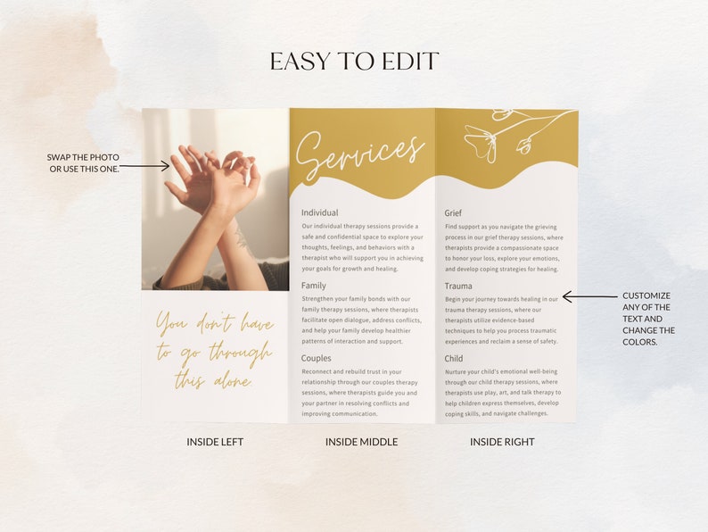 Therapy Brochure Template | Canva Brochure Template | Therapist ...