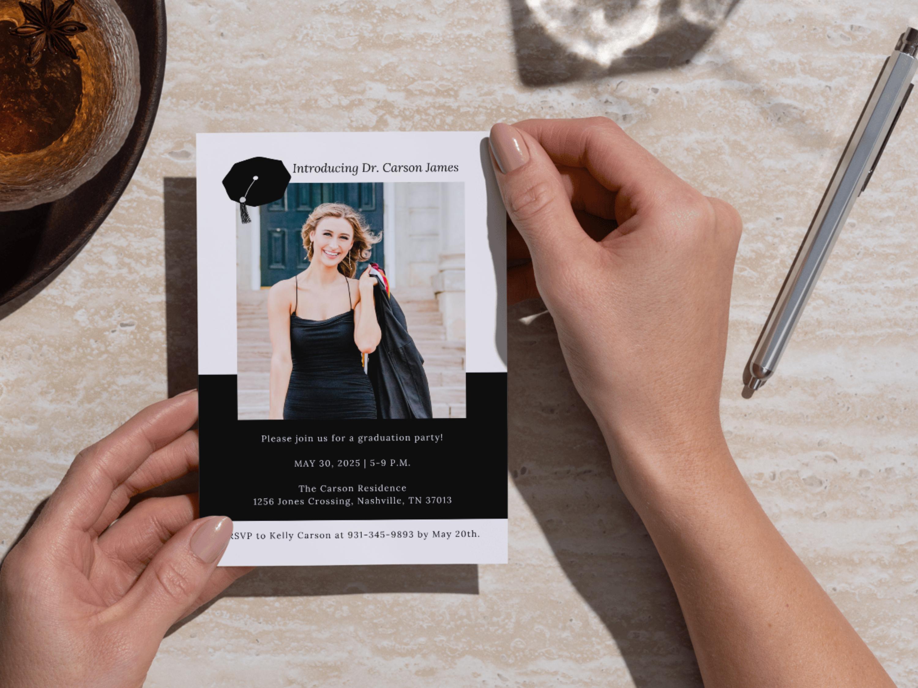 Phd Graduation Invitation or Announcement Canva Template | 5x7 ...