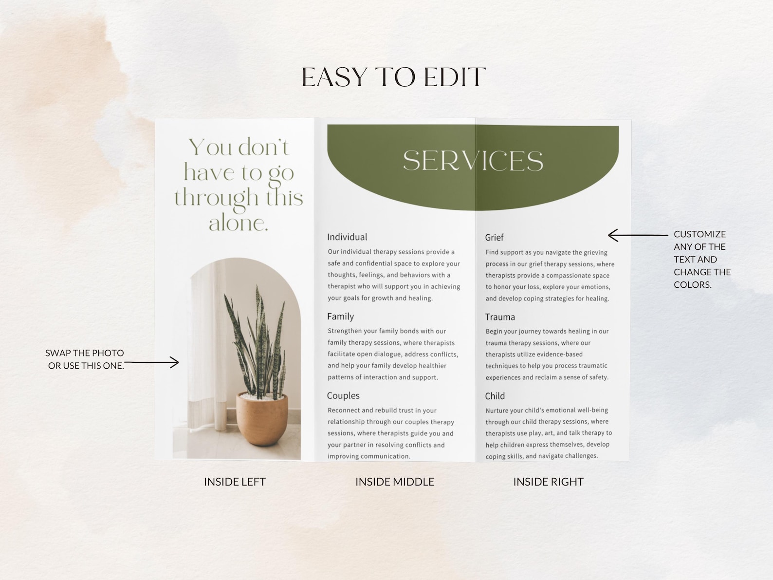 Therapy Brochure Template | Canva Brochure Template | Therapist ...