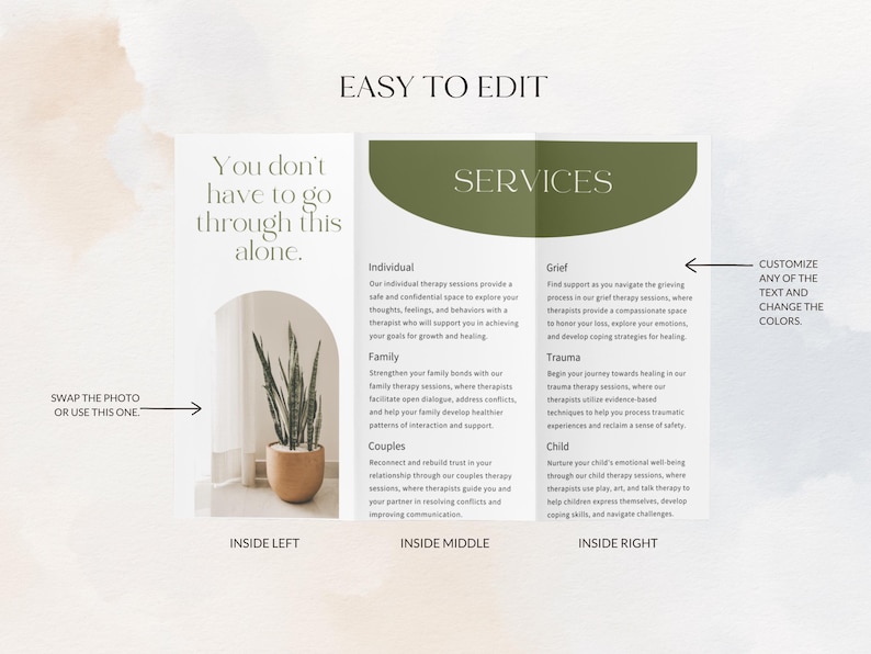 Therapy Brochure Template | Canva Brochure Template | Therapist ...