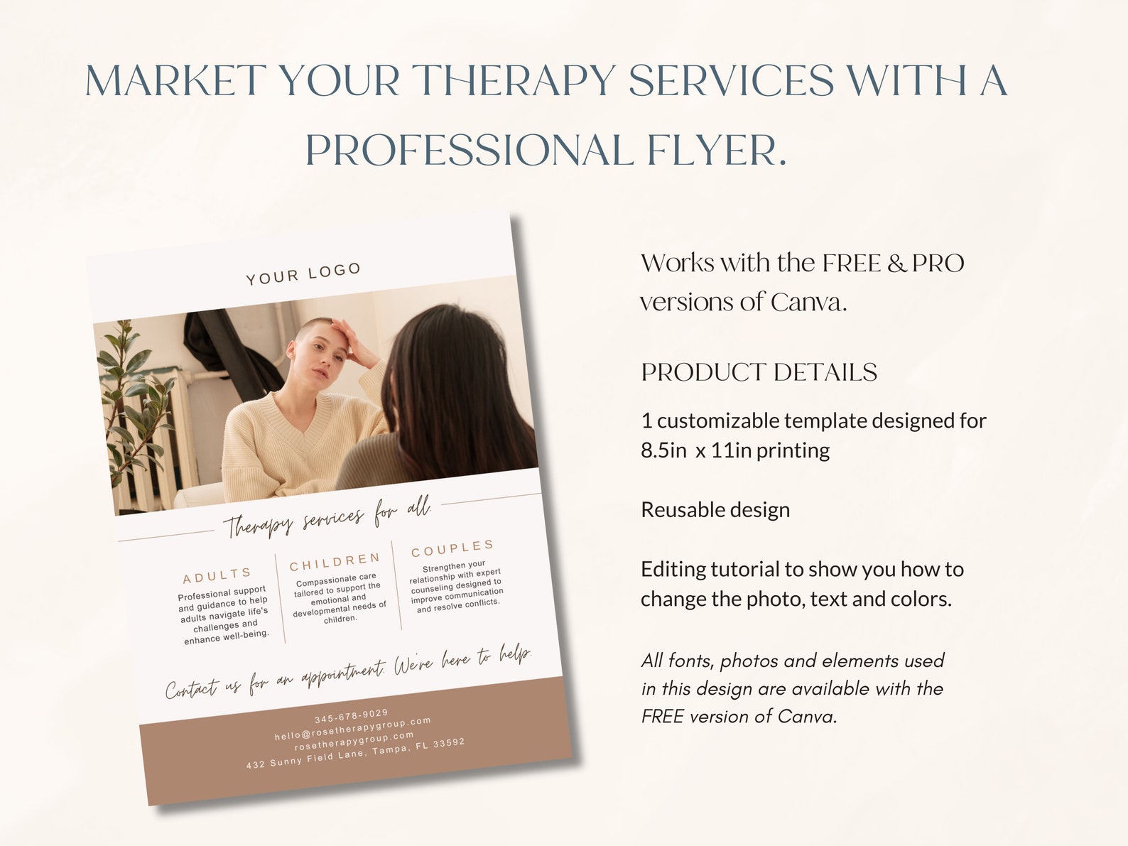 Therapist Flyer Template | Mental Health Practice Flyer | Counseling ...