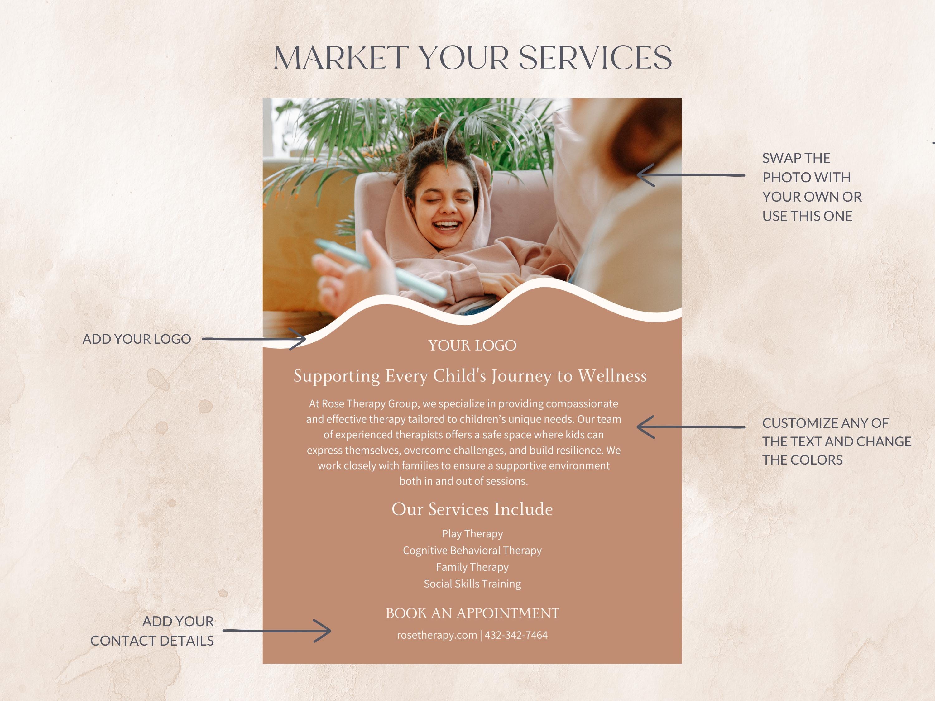 Therapist Flyer Template | Child Therapy Flyer Template | Counseling ...