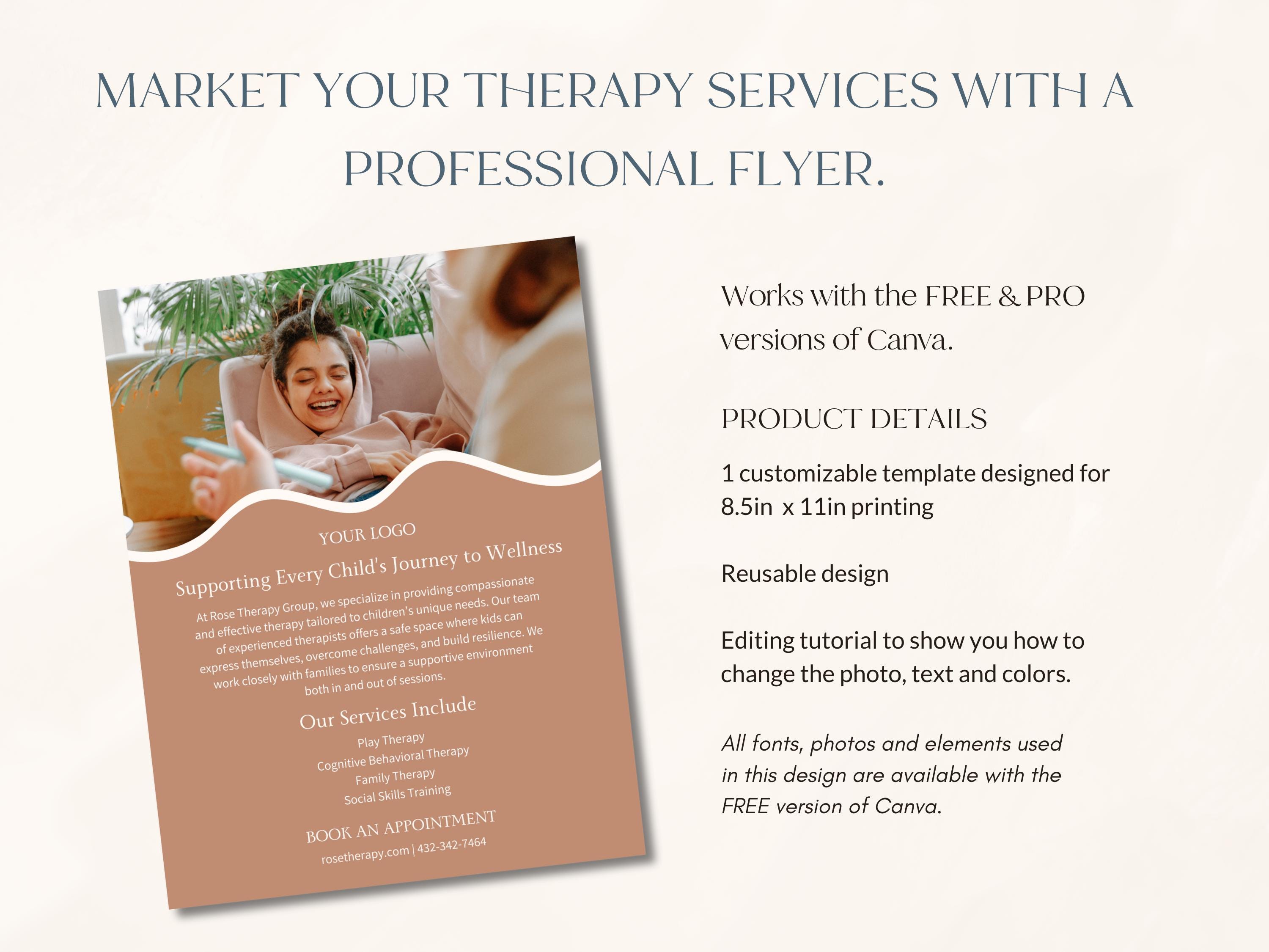 Therapist Flyer Template | Child Therapy Flyer Template | Counseling ...
