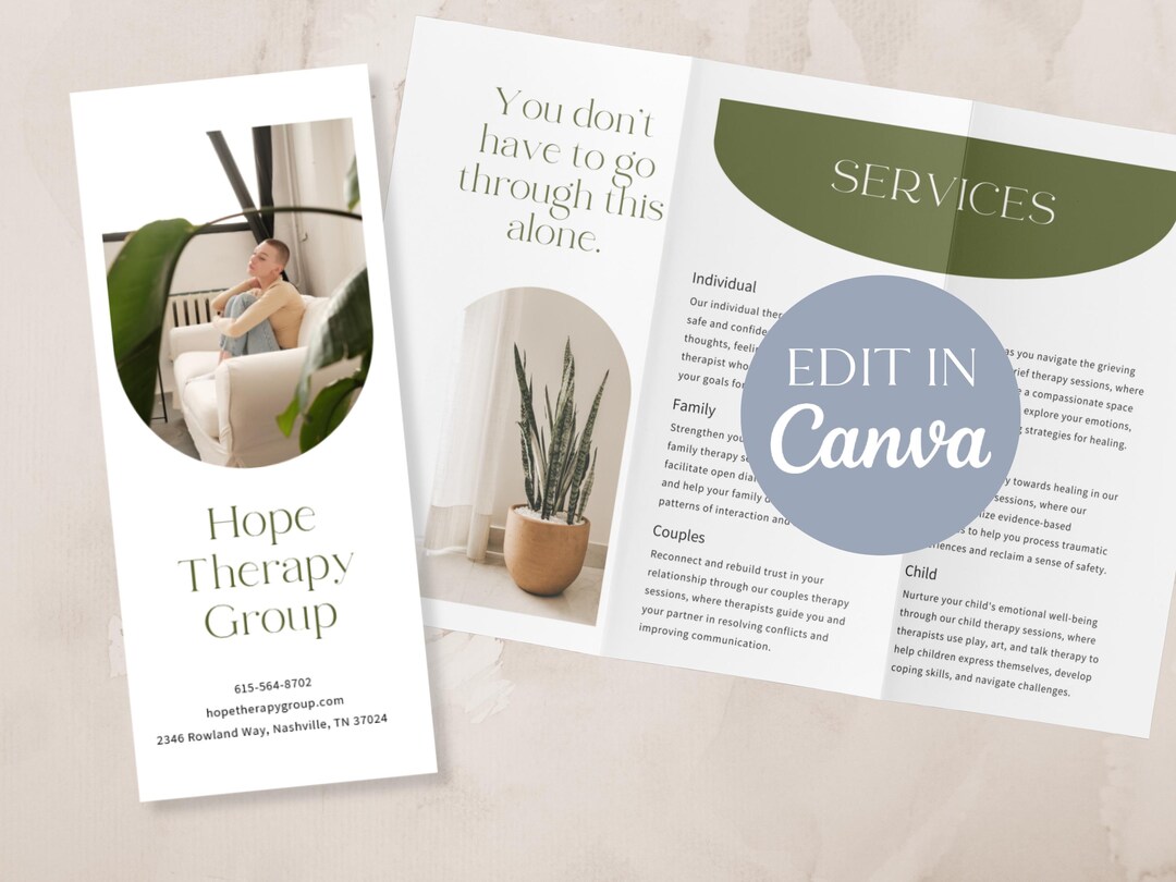 Therapy Brochure Template | Canva Brochure Template | Therapist ...