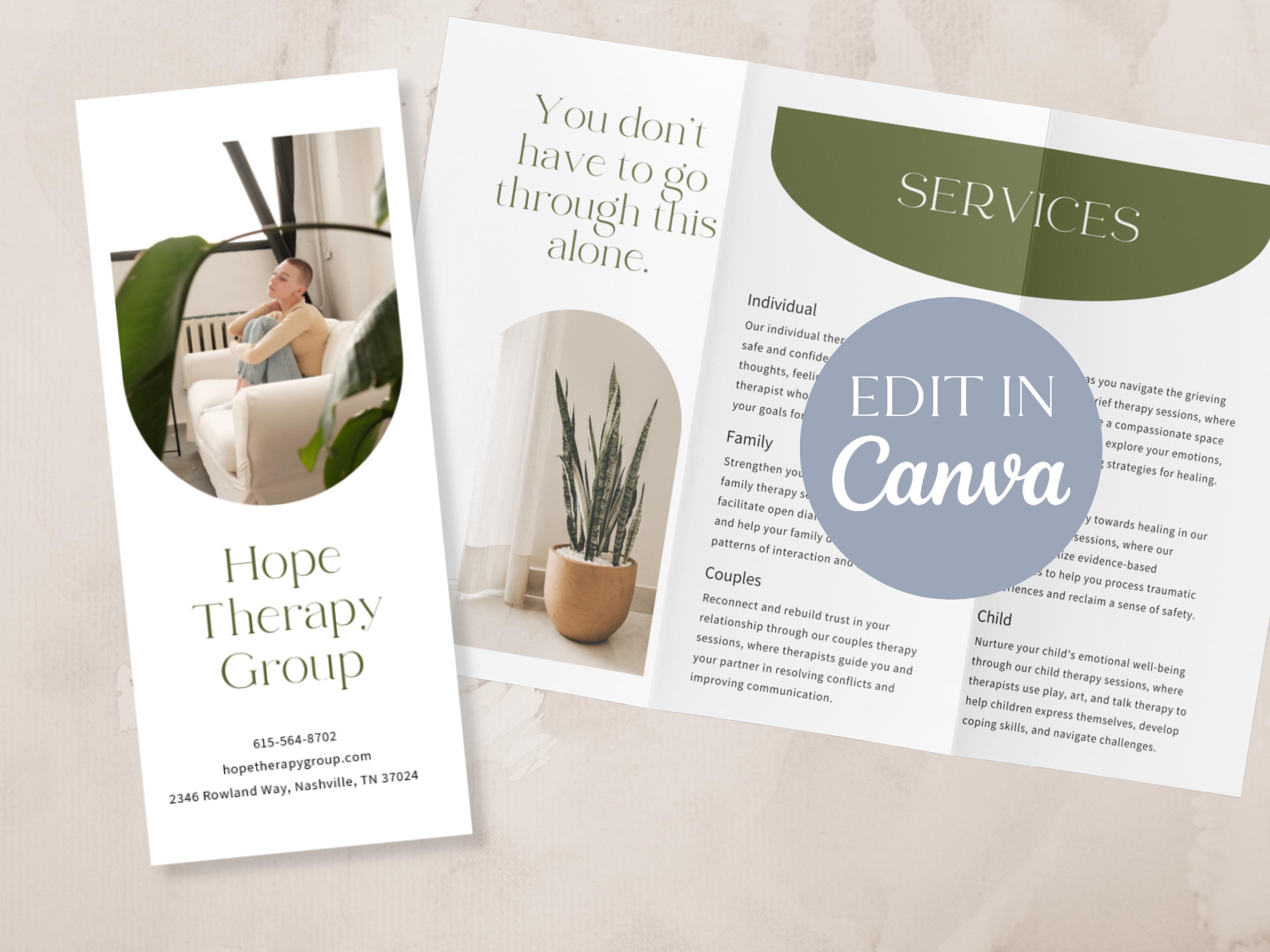 Therapy Brochure Template | Canva Brochure Template | Therapist ...