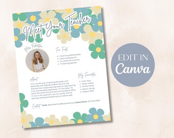 Meet the Teacher Flyer Template Meet the Teacher Boho Rainbow Letter ...