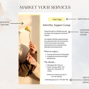 Group Therapy Flyer Canva Template | Infertility Support Group ...