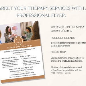 Group Therapy Flyer Canva Template | Trauma Process Group | Therapy ...