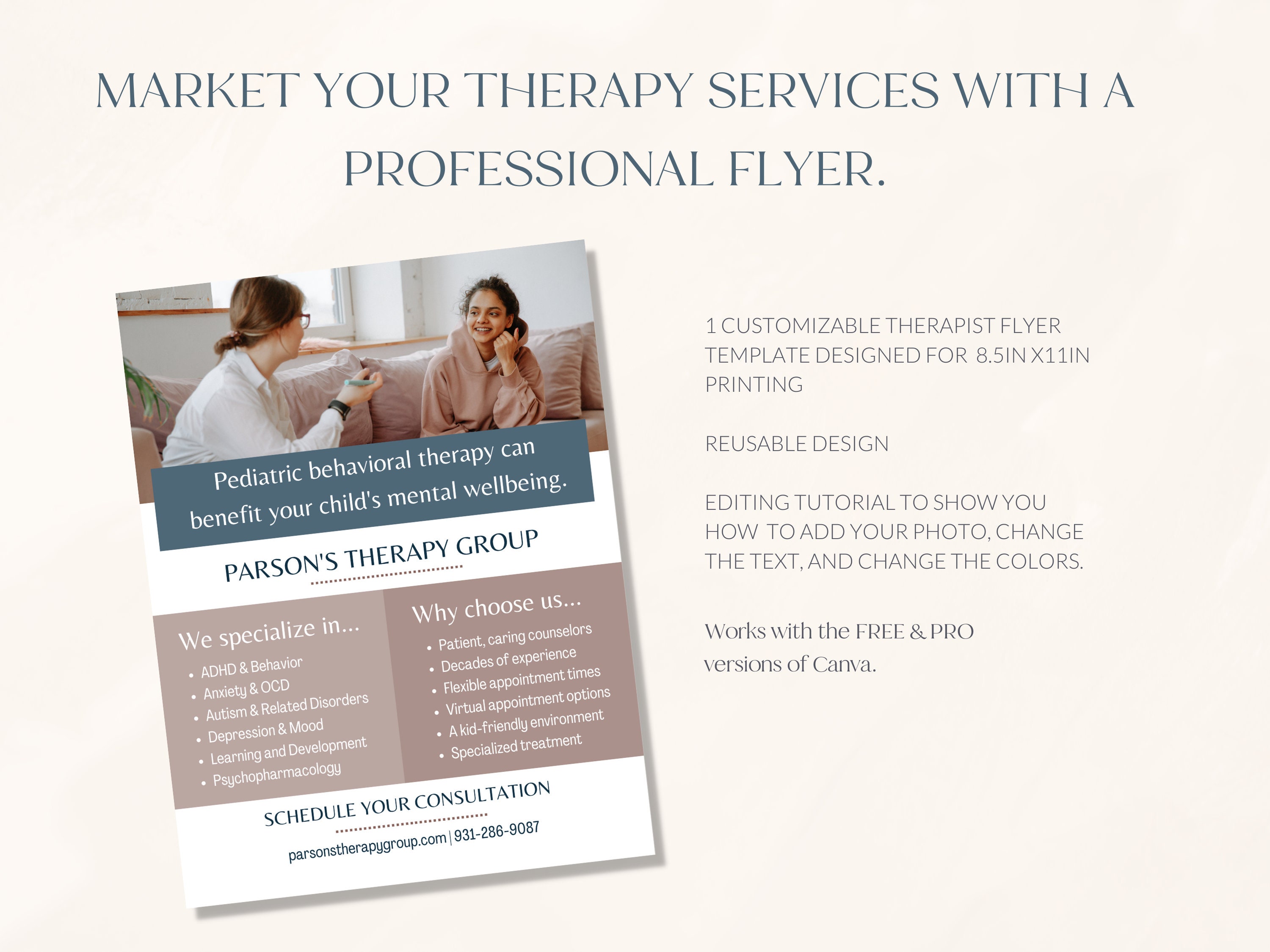 Therapist Flyer Template |mental Health Practice Flyer | Counseling ...