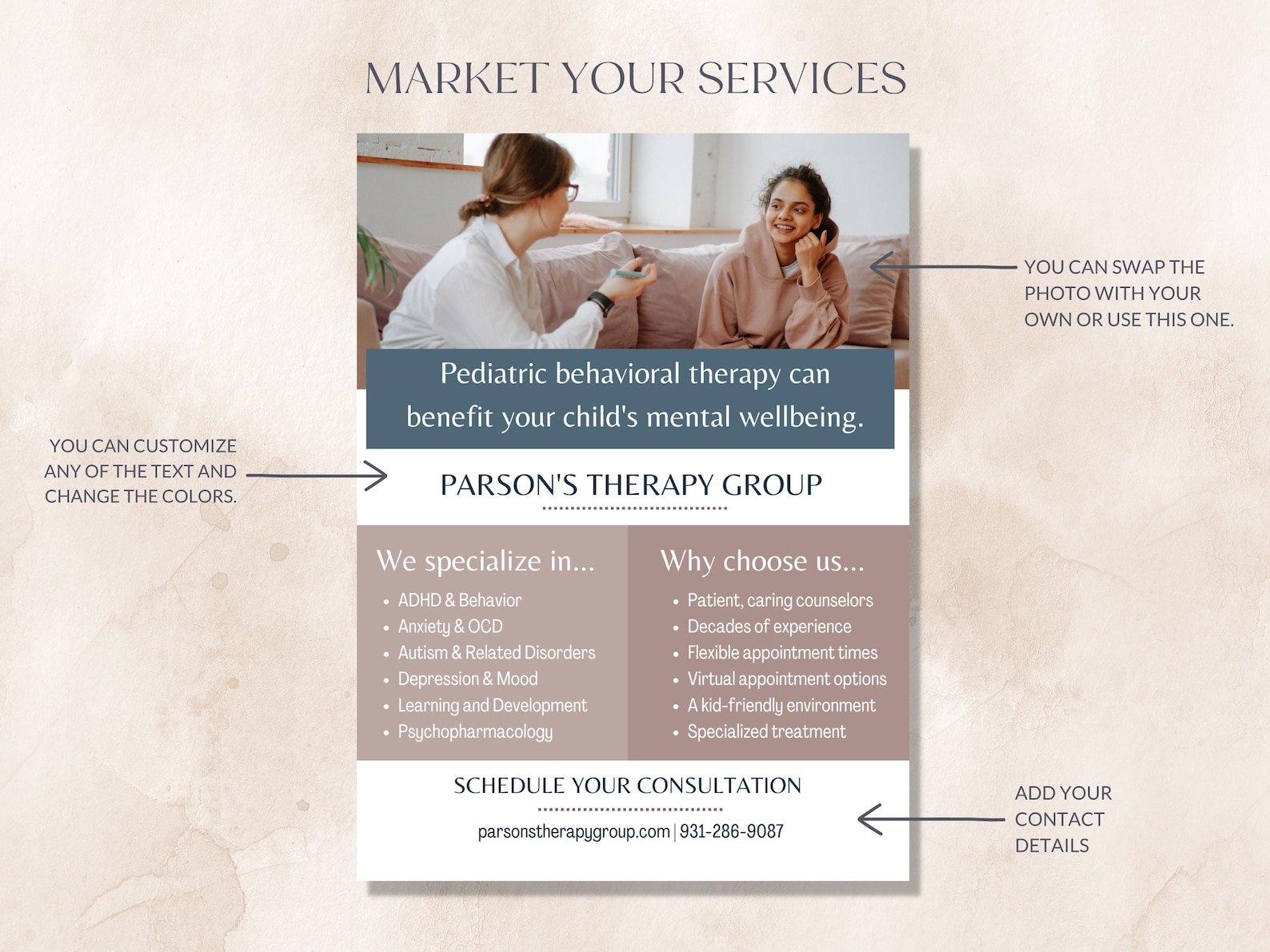 Therapist Flyer Template |mental Health Practice Flyer | Counseling ...