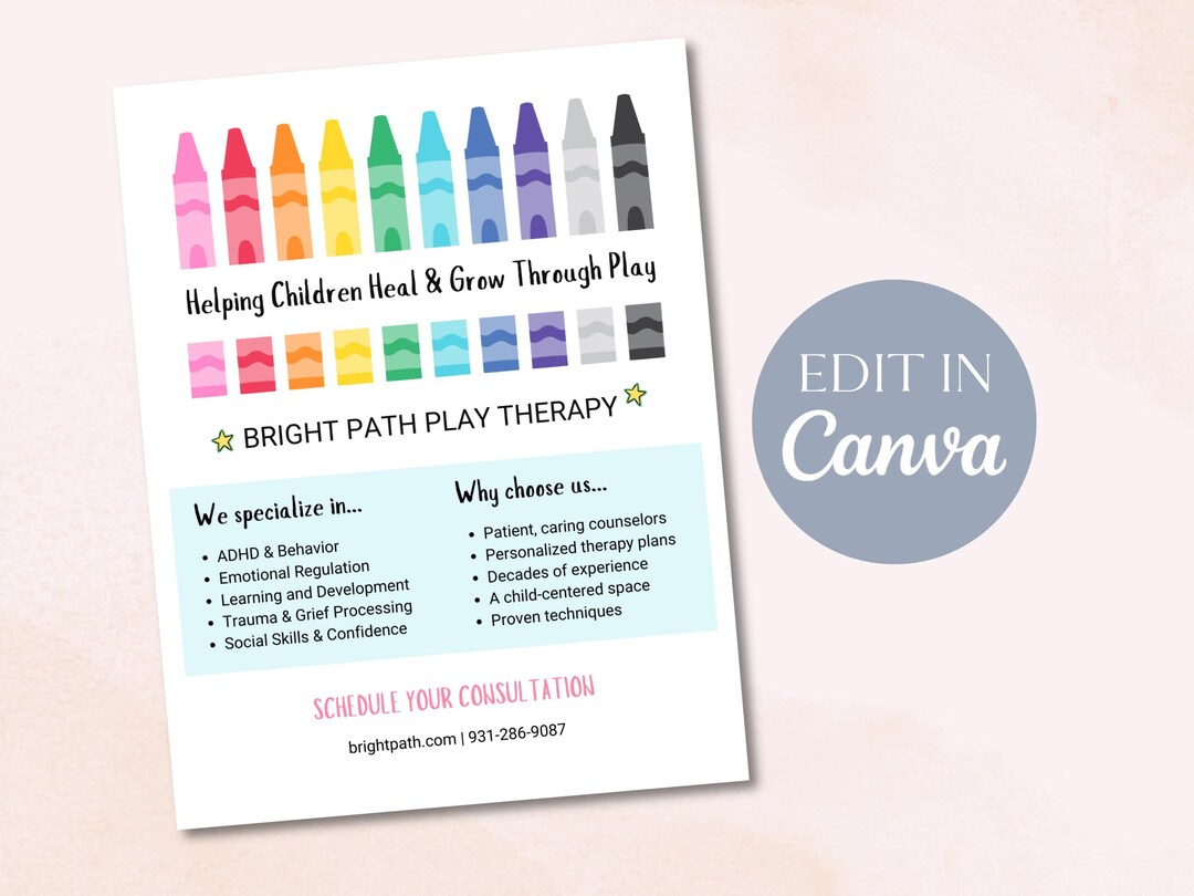 Play Therapist Flyer Template | Mental Health Practice Flyer ...