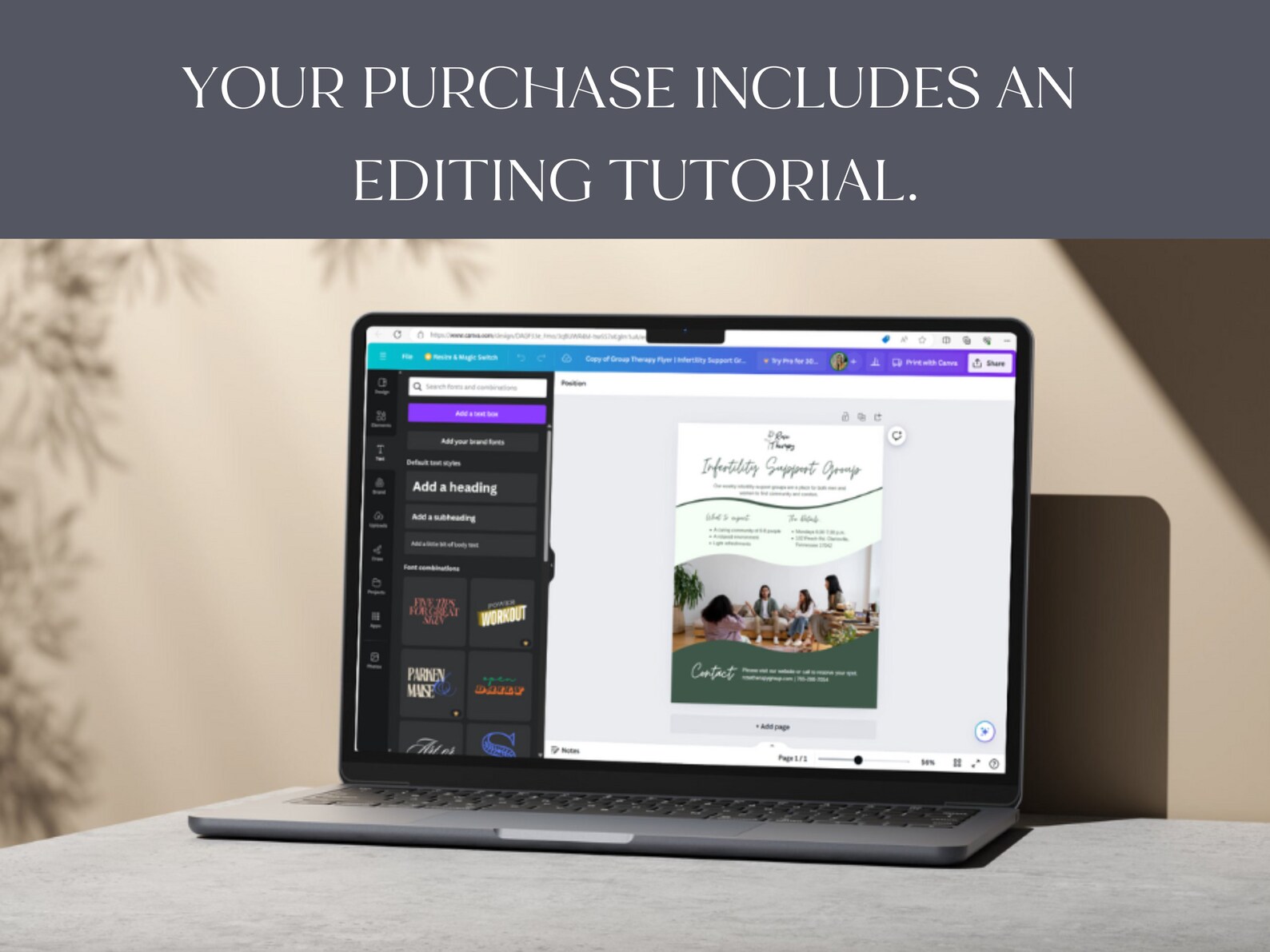 Group Therapy Flyer Canva Template | Infertility Support Group ...