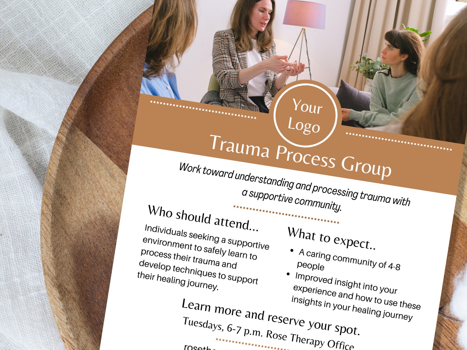 Group Therapy Flyer Canva Template | Trauma Process Group | Therapy ...