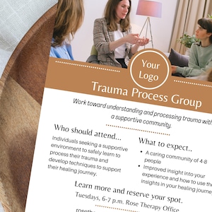 Group Therapy Flyer Canva Template | Trauma Process Group | Therapy ...