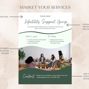 Group Therapy Flyer Canva Template | Infertility Support Group ...