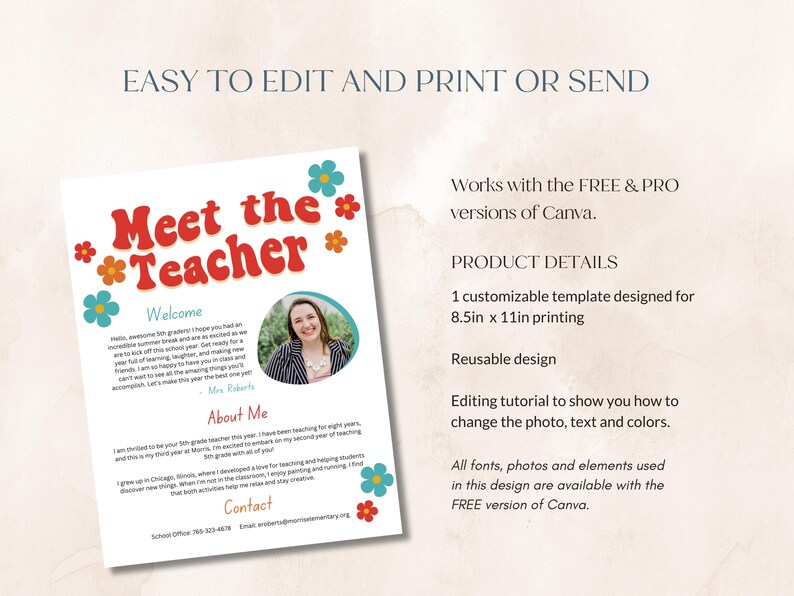 Groovy Meet the Teacher Flyer Template | Meet the Teacher Letter | Meet ...