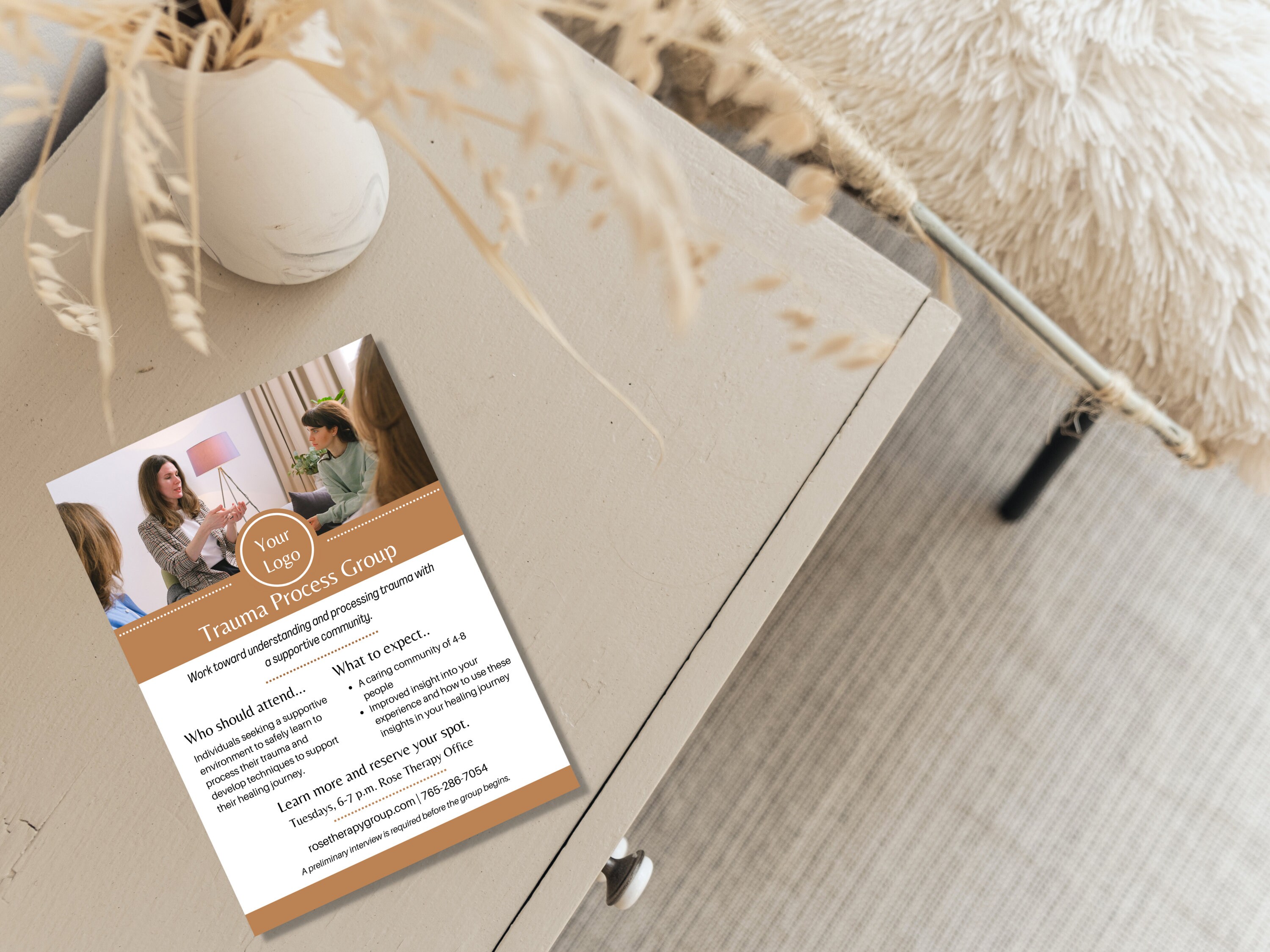 Group Therapy Flyer Canva Template | Trauma Process Group | Therapy ...