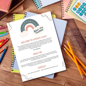 Meet the Teacher Flyer Template Meet the Teacher Boho Rainbow Letter ...