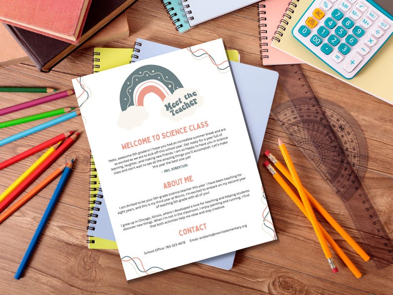 Meet the Teacher Flyer Template Meet the Teacher Boho Rainbow Letter ...