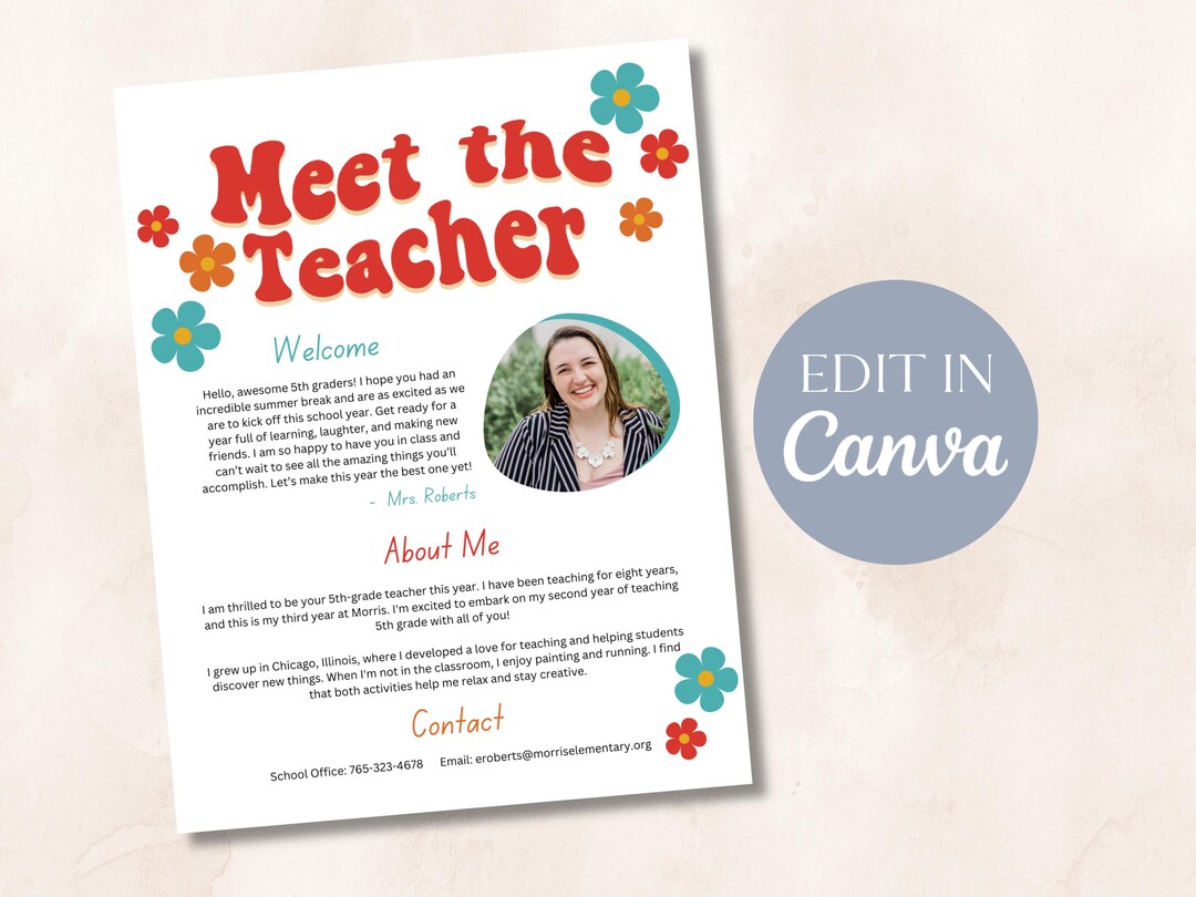 Groovy Meet the Teacher Flyer Template | Meet the Teacher Letter | Meet ...