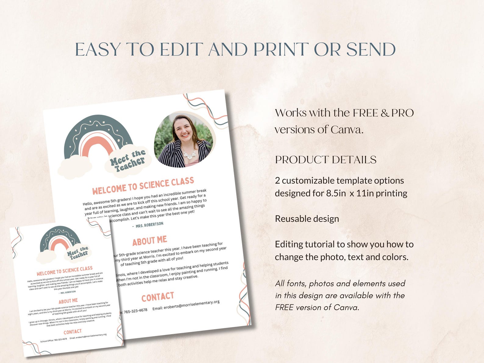 Meet the Teacher Flyer Template Meet the Teacher Boho Rainbow Letter ...