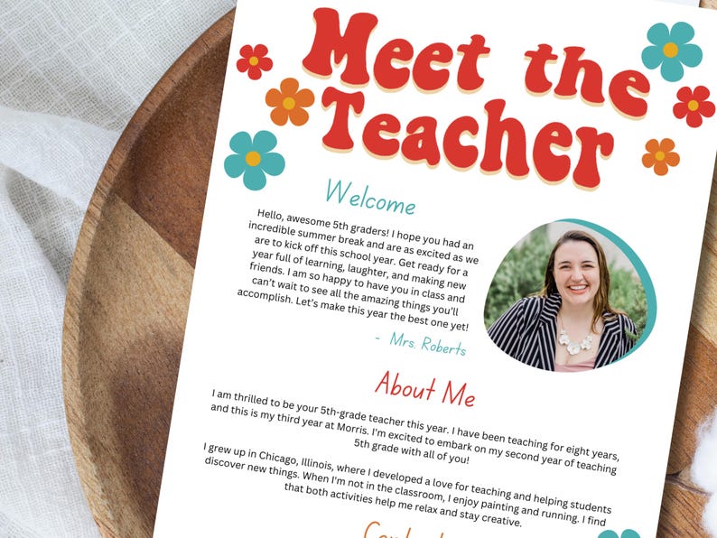 Groovy Meet the Teacher Flyer Template | Meet the Teacher Letter | Meet ...