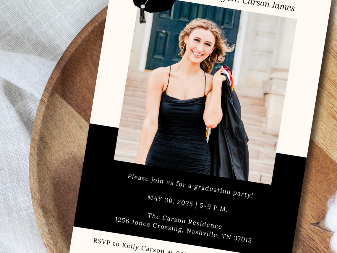 Phd Graduation Invitation or Announcement Canva Template | 5x7 ...