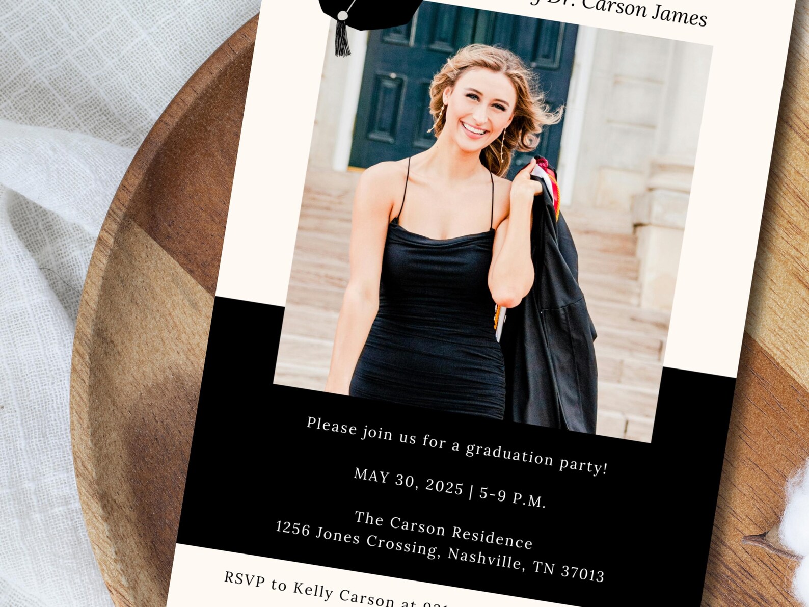 Phd Graduation Invitation or Announcement Canva Template | 5x7 ...