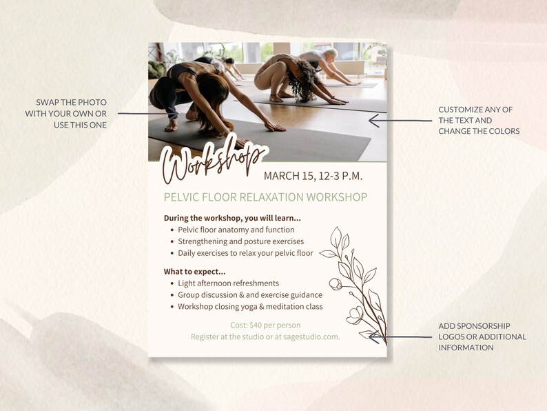 Yoga Workshop Flyer Template | Modern Yoga Flyer Template | Yoga Class ...