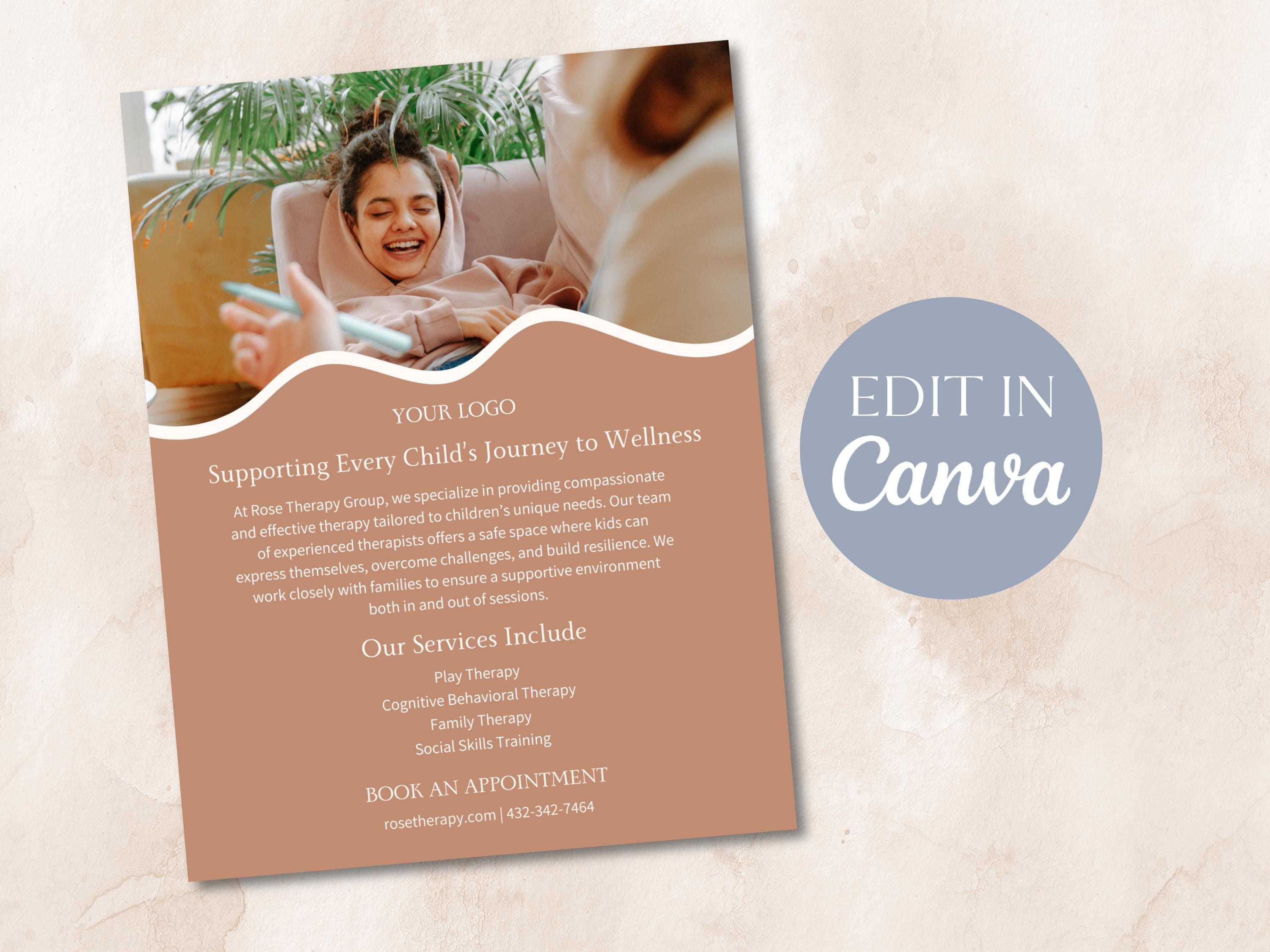 Therapist Flyer Template | Child Therapy Flyer Template | Counseling ...