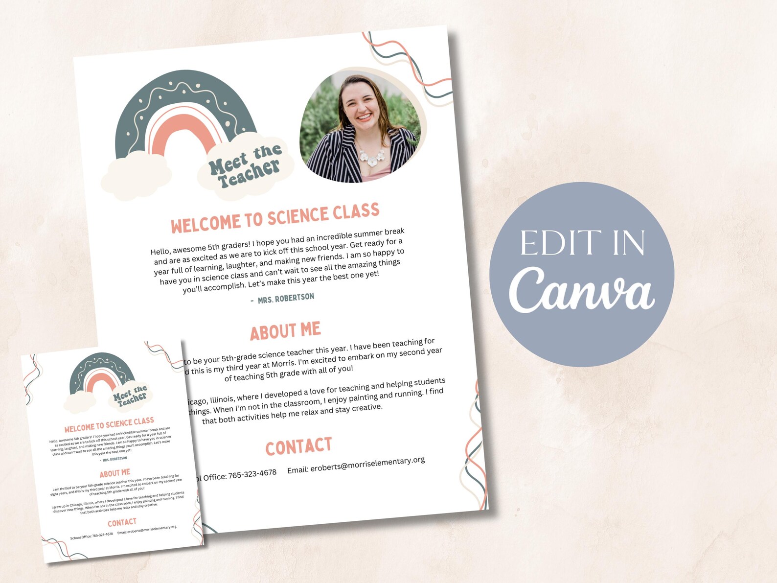 Meet the Teacher Flyer Template Meet the Teacher Boho Rainbow Letter ...