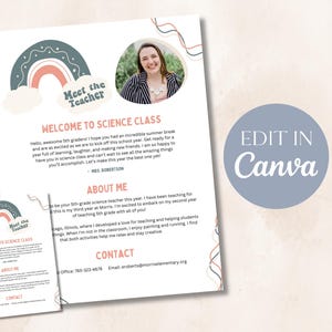 Meet the Teacher Flyer Template Meet the Teacher Boho Rainbow Letter ...
