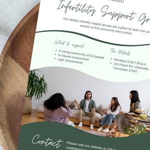 Group Therapy Flyer Canva Template | Infertility Support Group ...