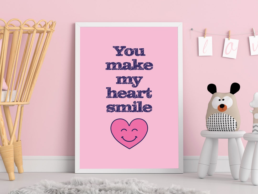 You Make My Heart Smile Print, Poster, Love, Minimal Art, Humour - Etsy
